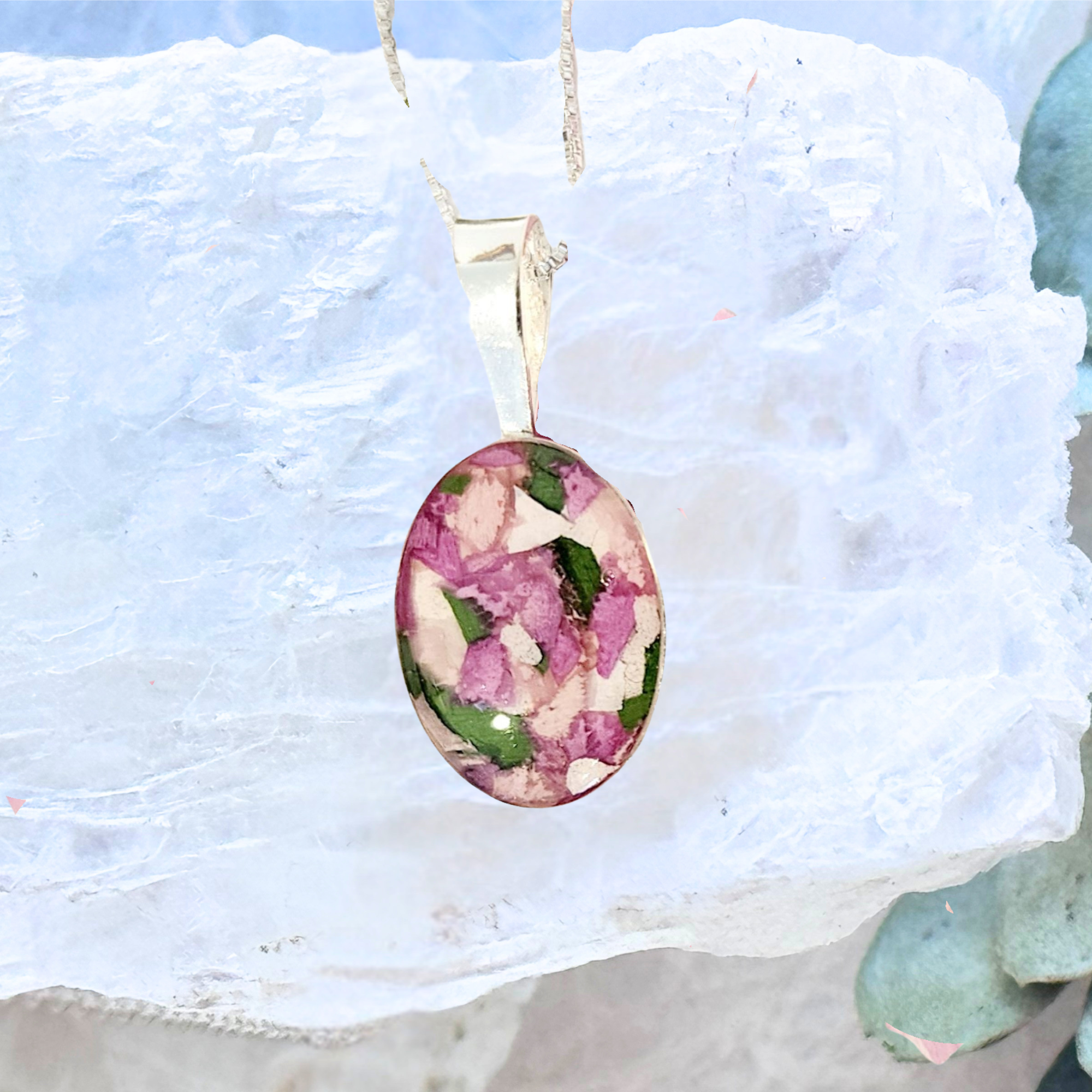 Timeless Floral Keepsake – Oval Memorial Pendant Made from Your Flowers ...