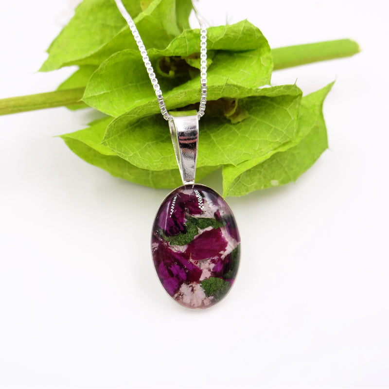 Timeless Floral Keepsake – Oval Memorial Pendant Made from Your Flowers ...